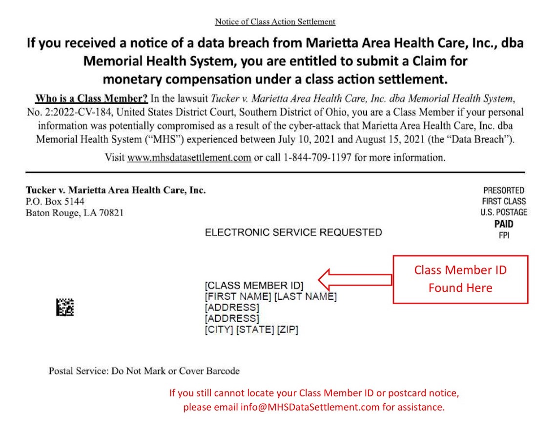 Submit a Claim – Tucker v. Marietta Area Health Care